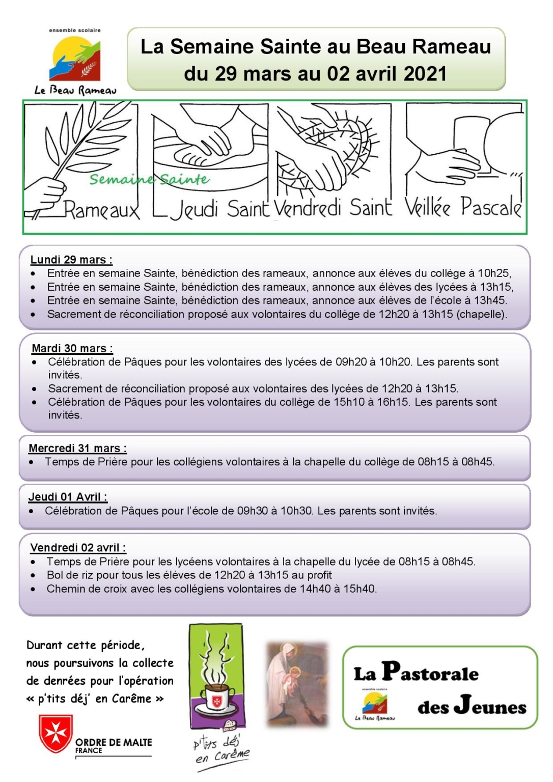 Programme de la semaine sainte - Le Beau Rameau